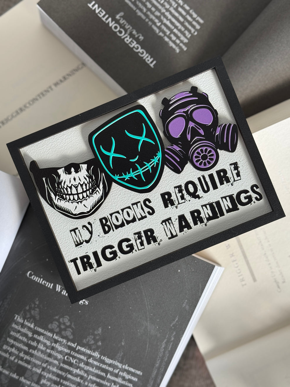 Trigger Warnings Shelf Sign – firedrakeartistry